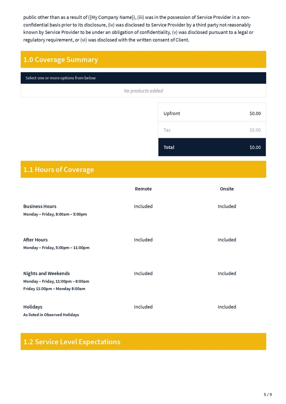Free Managed Service Agreement Template